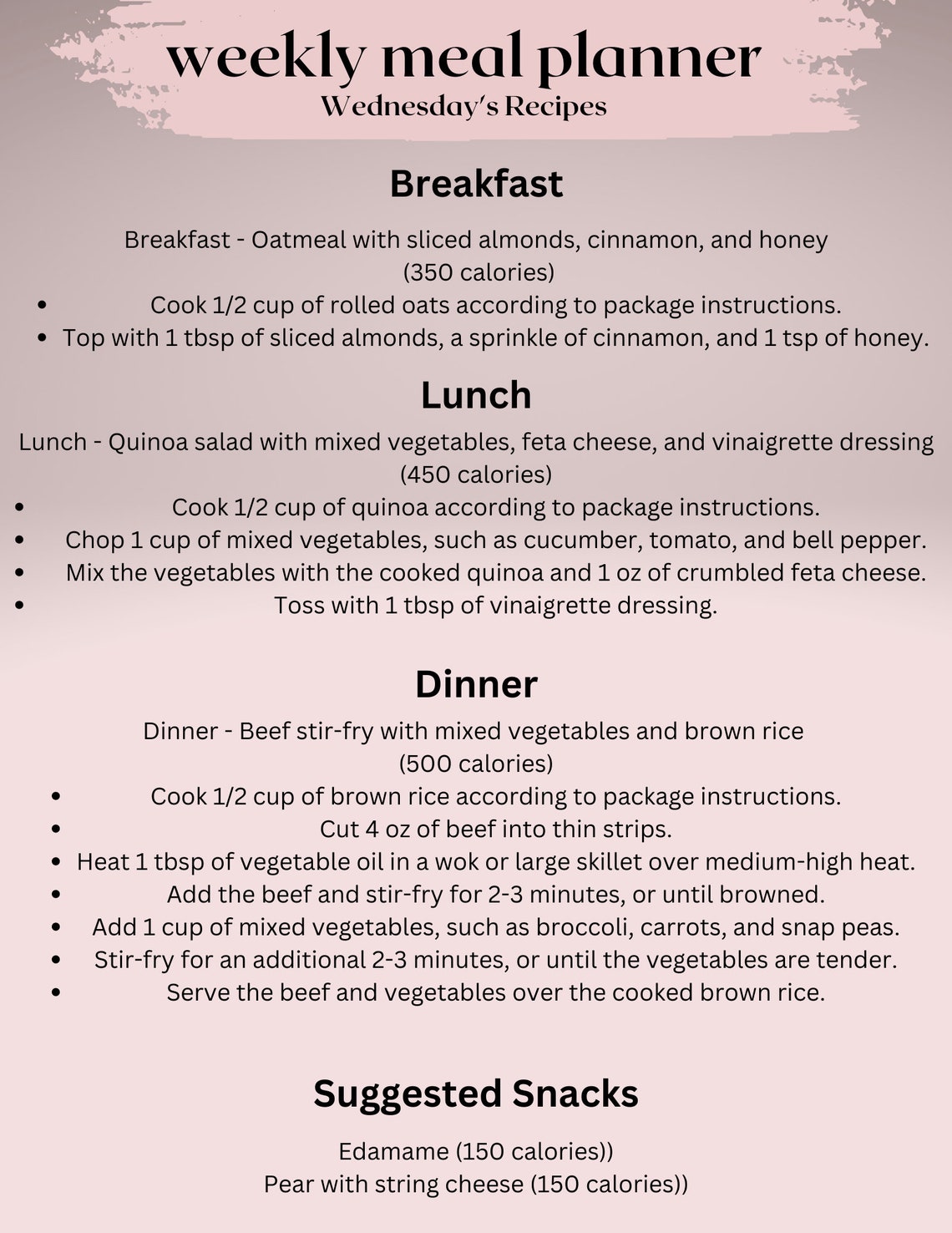 Editable Weekly Meal Planner With Recipes and Grocery Shopping List - Etsy