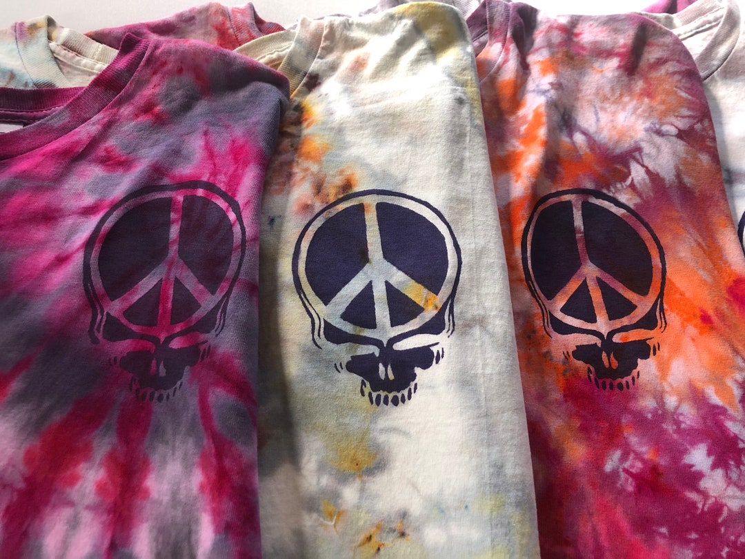 Grateful Dead peace Stealie Tie Dye T-shirts EACH UNIQUE Hand-painted ...