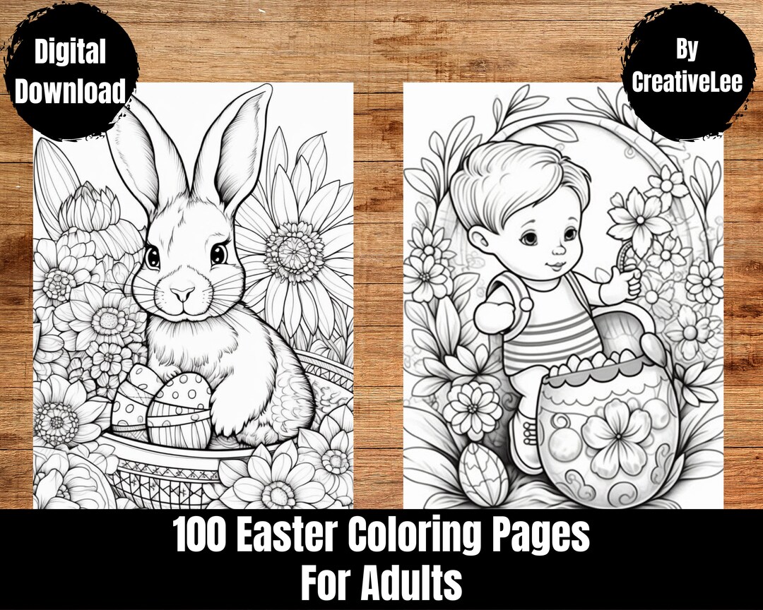 100 Calming Easter Coloring Pages for Adults, Spring Easter Digital ...