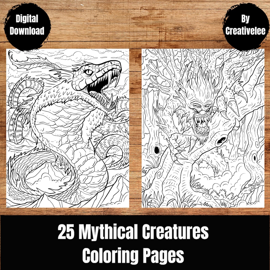 25 Mythical Creatures Coloring Pages Dragons Sea Creatures - Etsy
