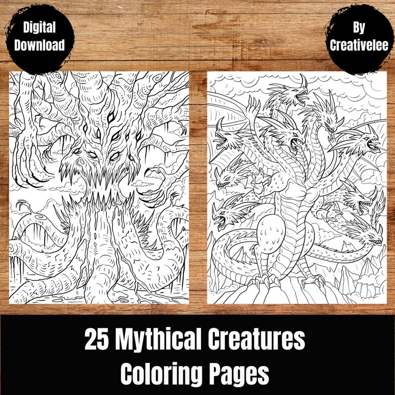 25 Mythical Creatures Coloring Pages Dragons Sea Creatures - Etsy