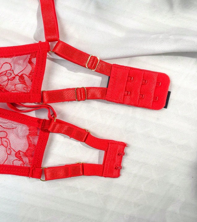 Embroidered Lingerie Setfloral Lingerie Setmesh Bragarter Etsy