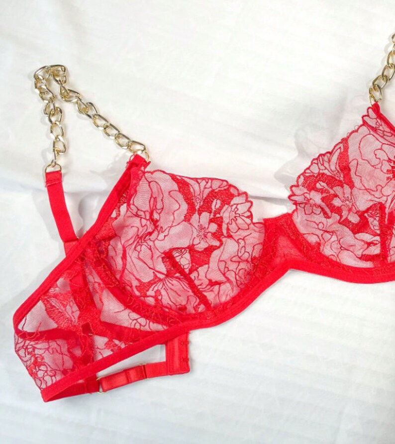 Embroidered Lingerie Setfloral Lingerie Setmesh Bragarter Etsy