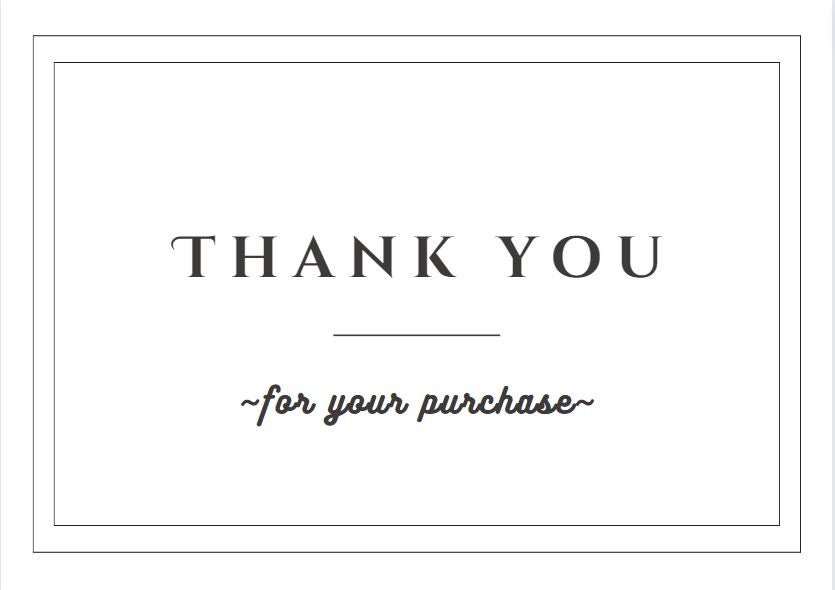 Thank You for Your Purchase Card - Etsy