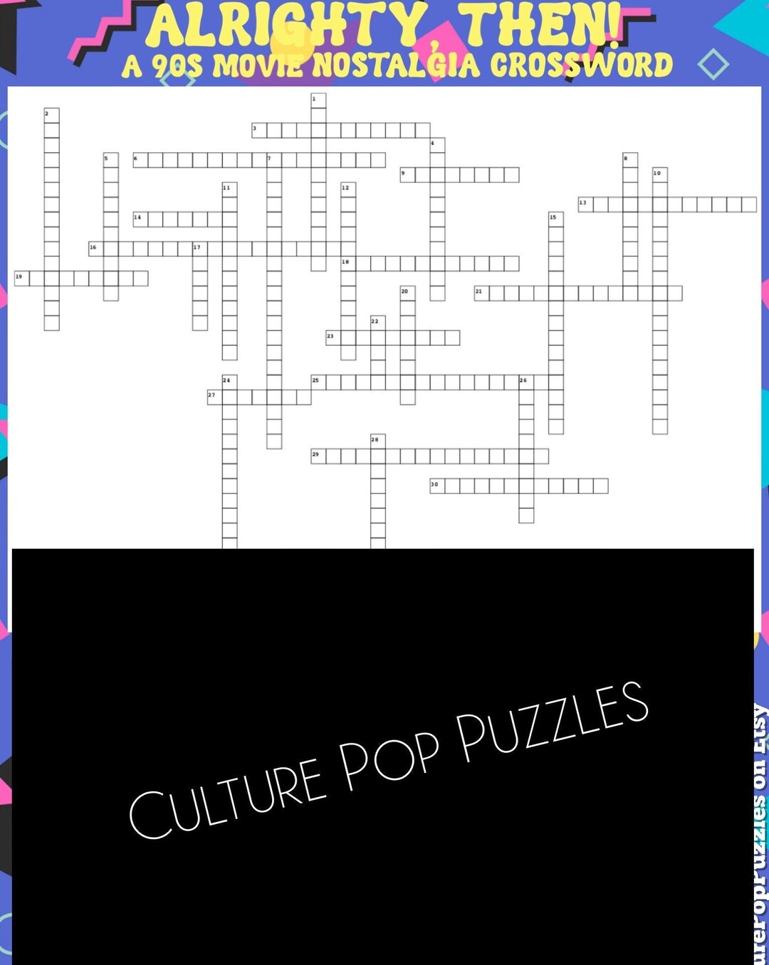 Alrighty Then A 90s Movie Nostalgia Crossword Puzzle Etsy