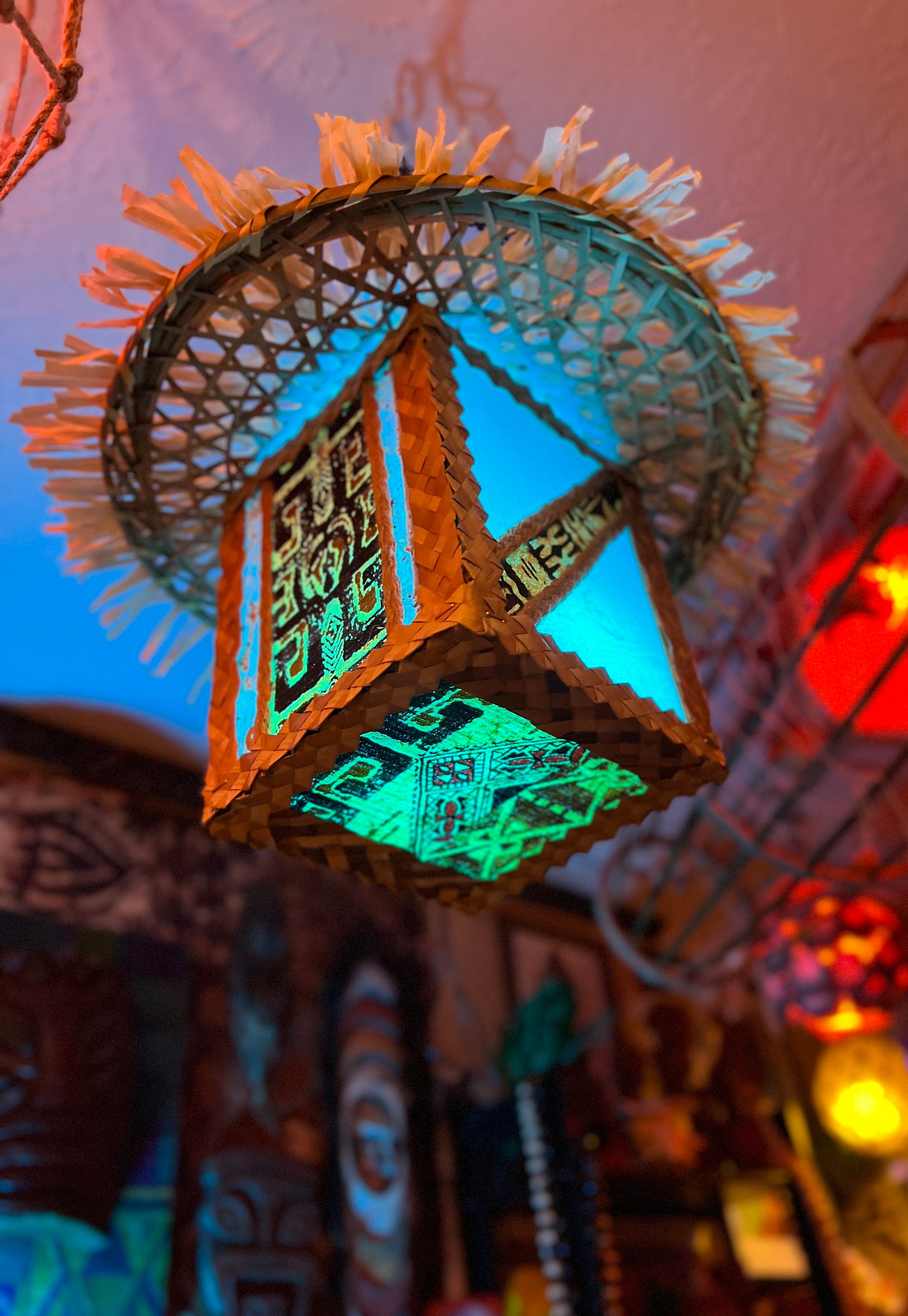 Tiki Lamp Light Fish Float Glass Light Pendant Ceiling Decor Bar Lounge ...