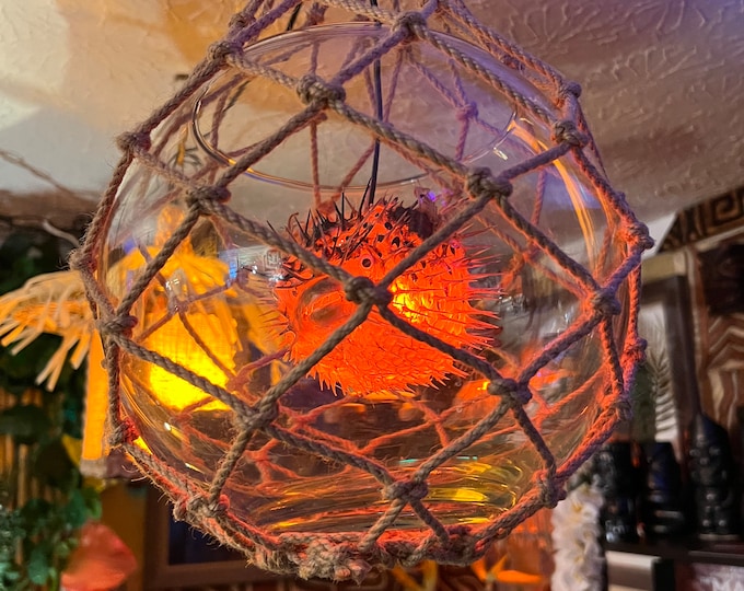 Tiki Lamp Puffer Fish in Float Glass Light Pendant Ceiling Decor Bar ...