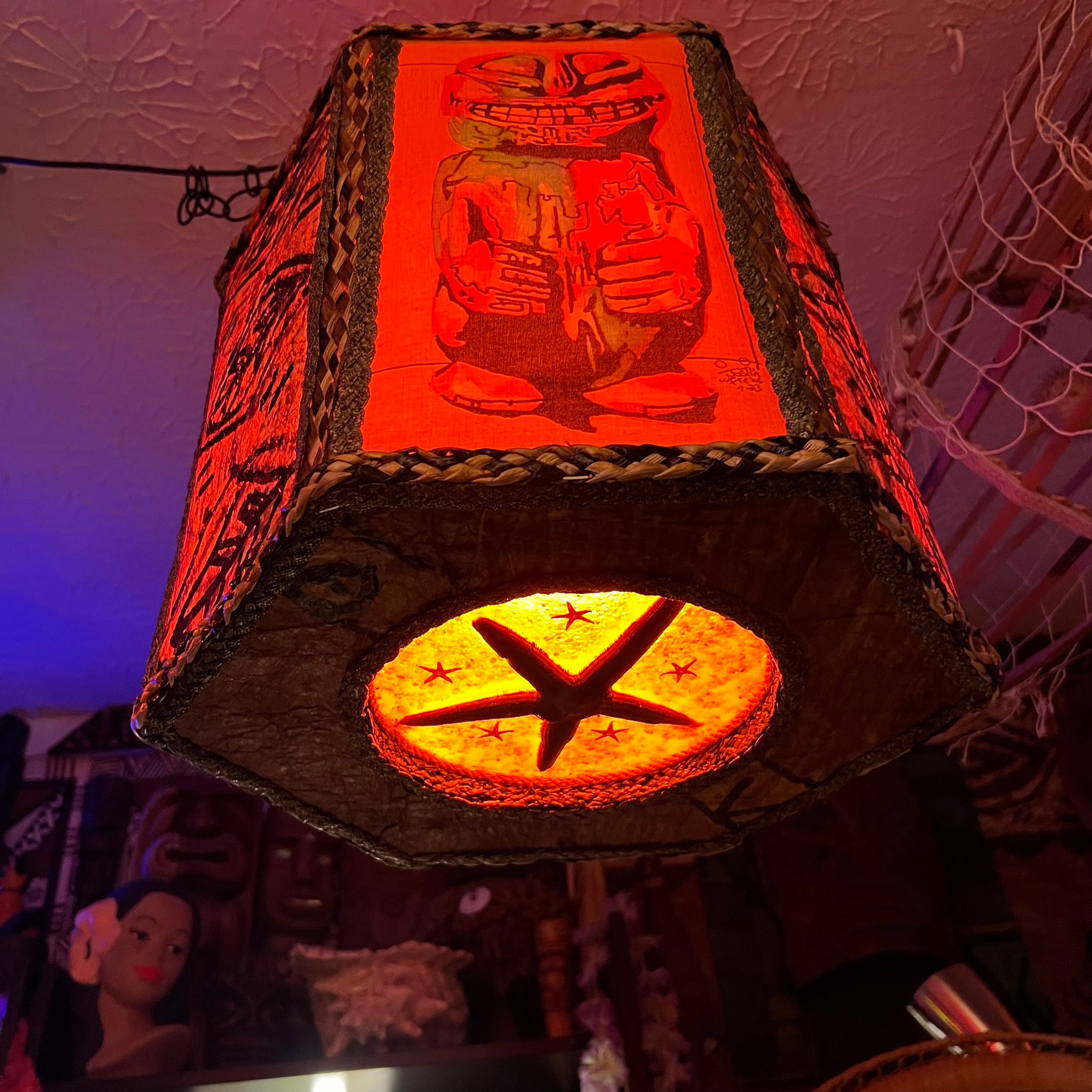 Tiki Lamp Tropical Lighting Tahitian Cannibals Tiki Painting Pendant ...