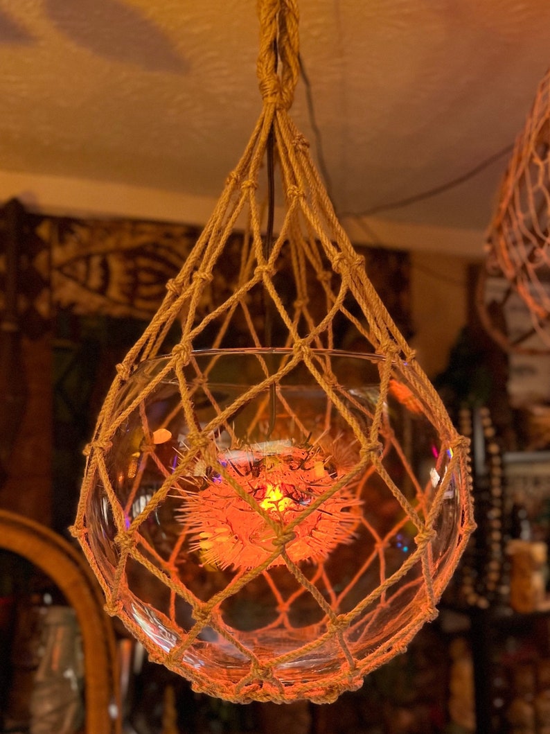 Tiki Lamp Puffer Fish in Float Glass Light Pendant Ceiling Decor Bar ...