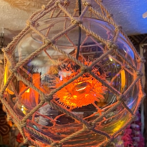 Tiki Lamp Puffer Fish in Float Glass Light Pendant Ceiling Decor Bar ...