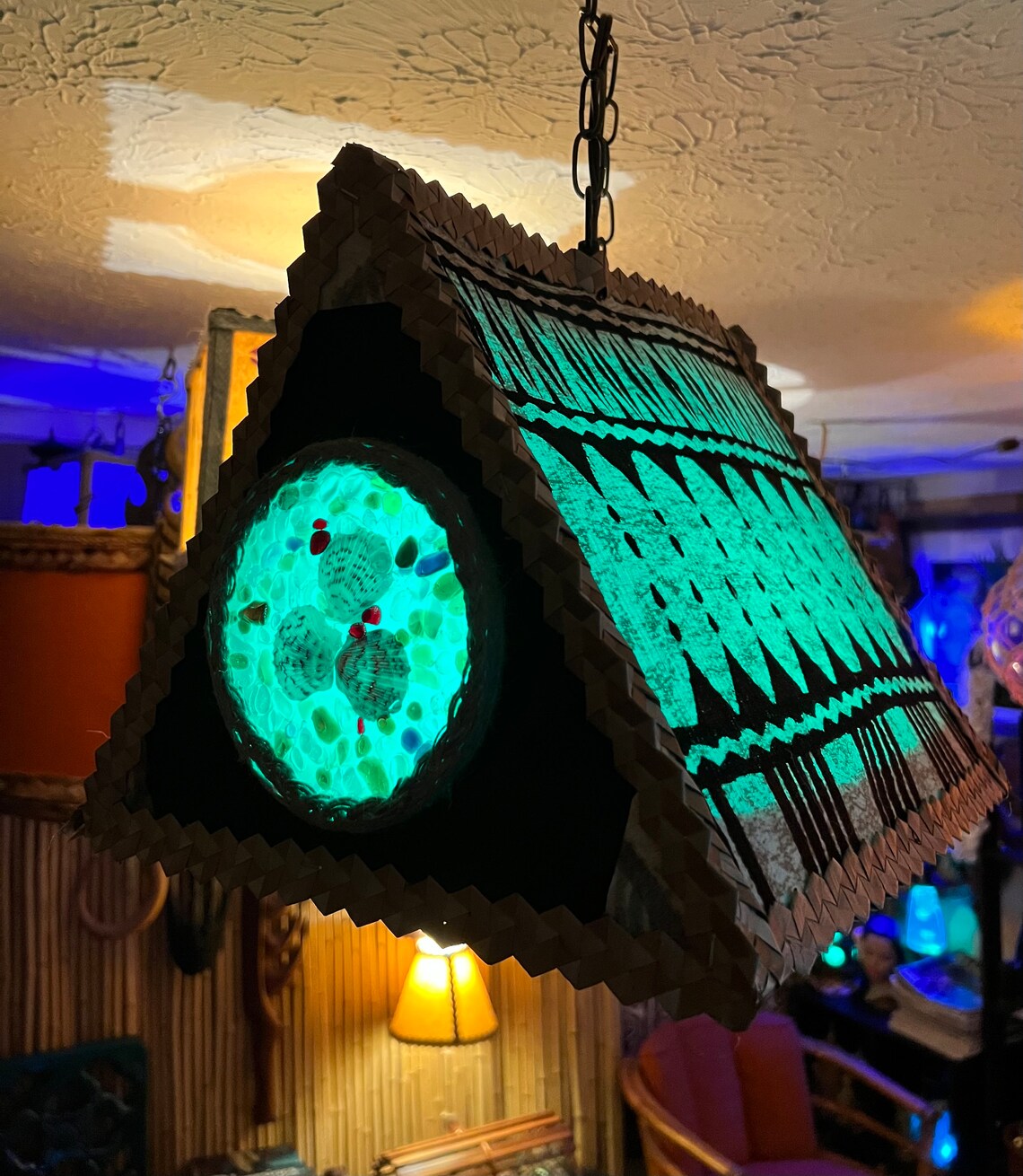 Tiki Lamp Light Fish Float Glass Light Pendant Ceiling Decor Bar Lounge ...