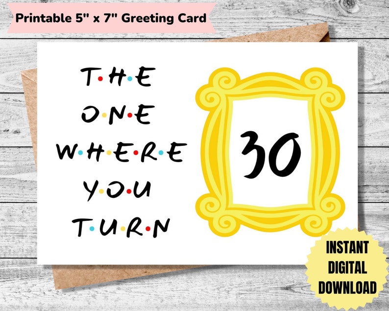 Printable Greeting Card | FRIENDS Tv Show Card | 30th Birthday ...
