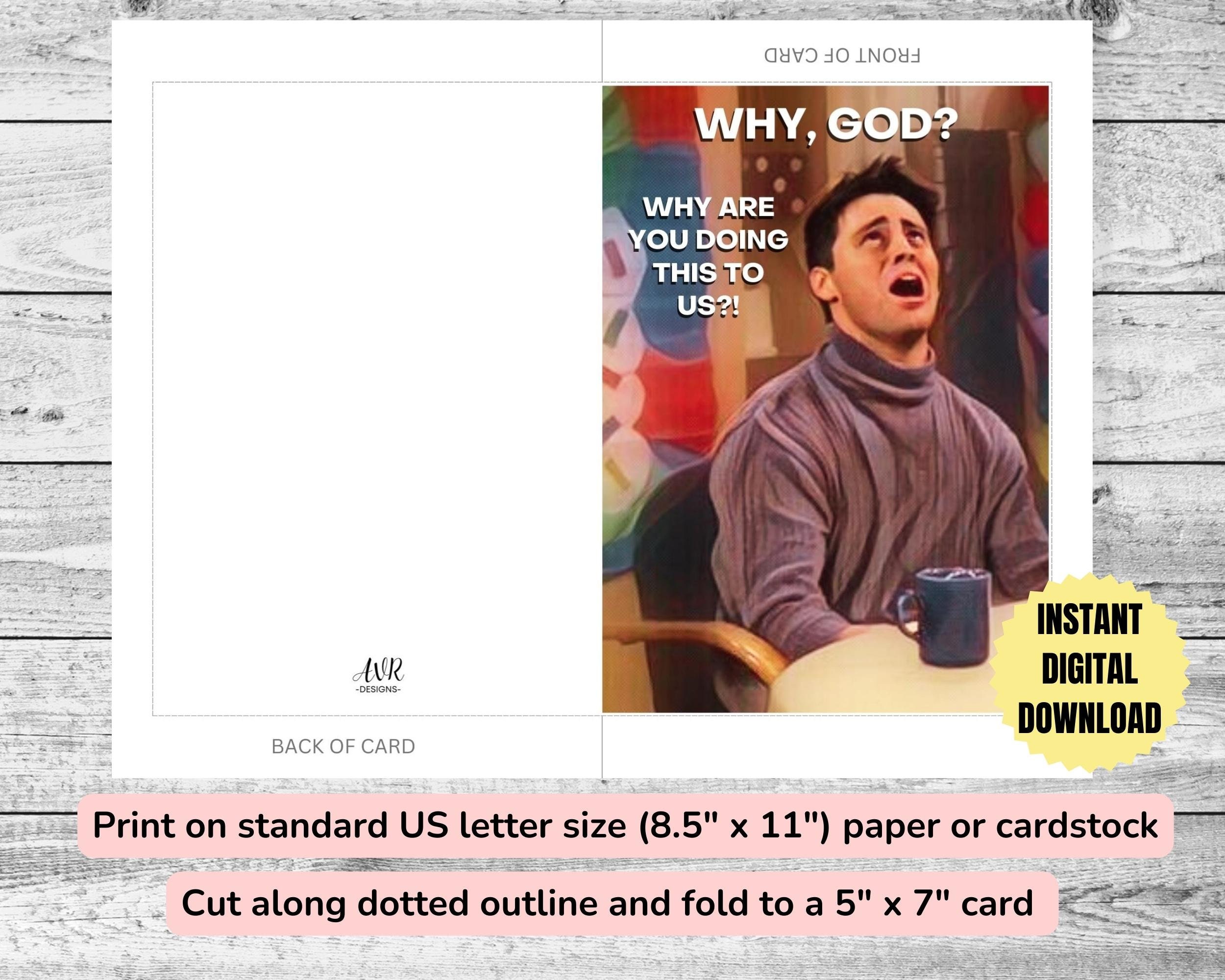 Printable Greeting Card FRIENDS Tv Show Card Joey Tribbiani Friends ...