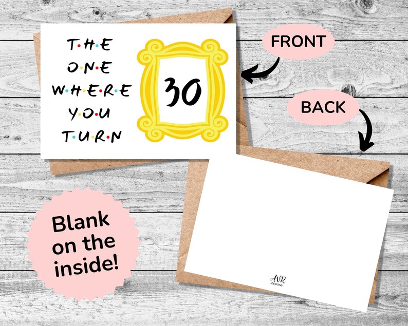 Printable Greeting Card | FRIENDS Tv Show Card | 30th Birthday ...
