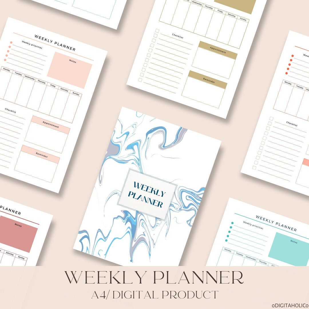 Printable Undated Weekly Planner L A4 Pages L iPad Planner | Digital ...