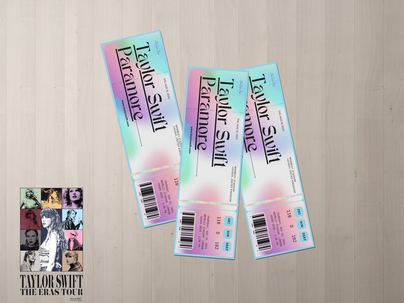 Printable Taylor Swift and Paramore the Ears Tour Ticket Surprise Gift ...