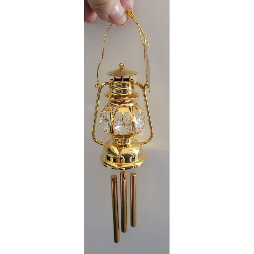 KG & C LANTERN Wind Chimes 24K Gold Plated Austrian Swarovski Crystal ...