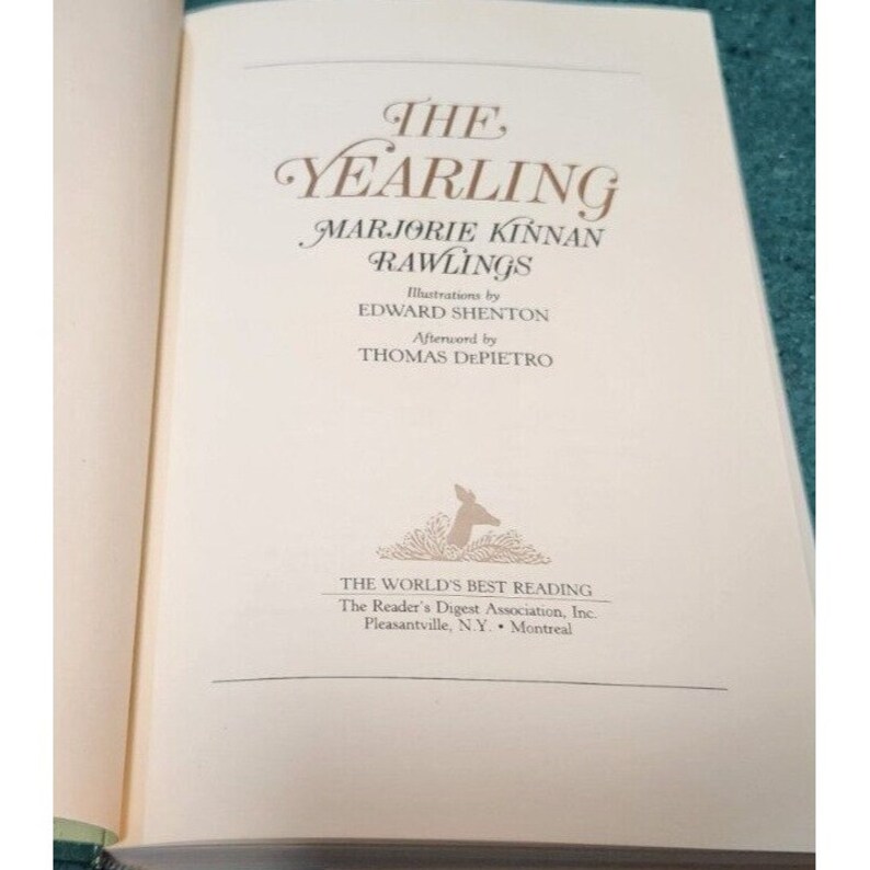 1993 THE YEARLING Marjorie Kinnan Rawlings Edward Shenton Reader's ...
