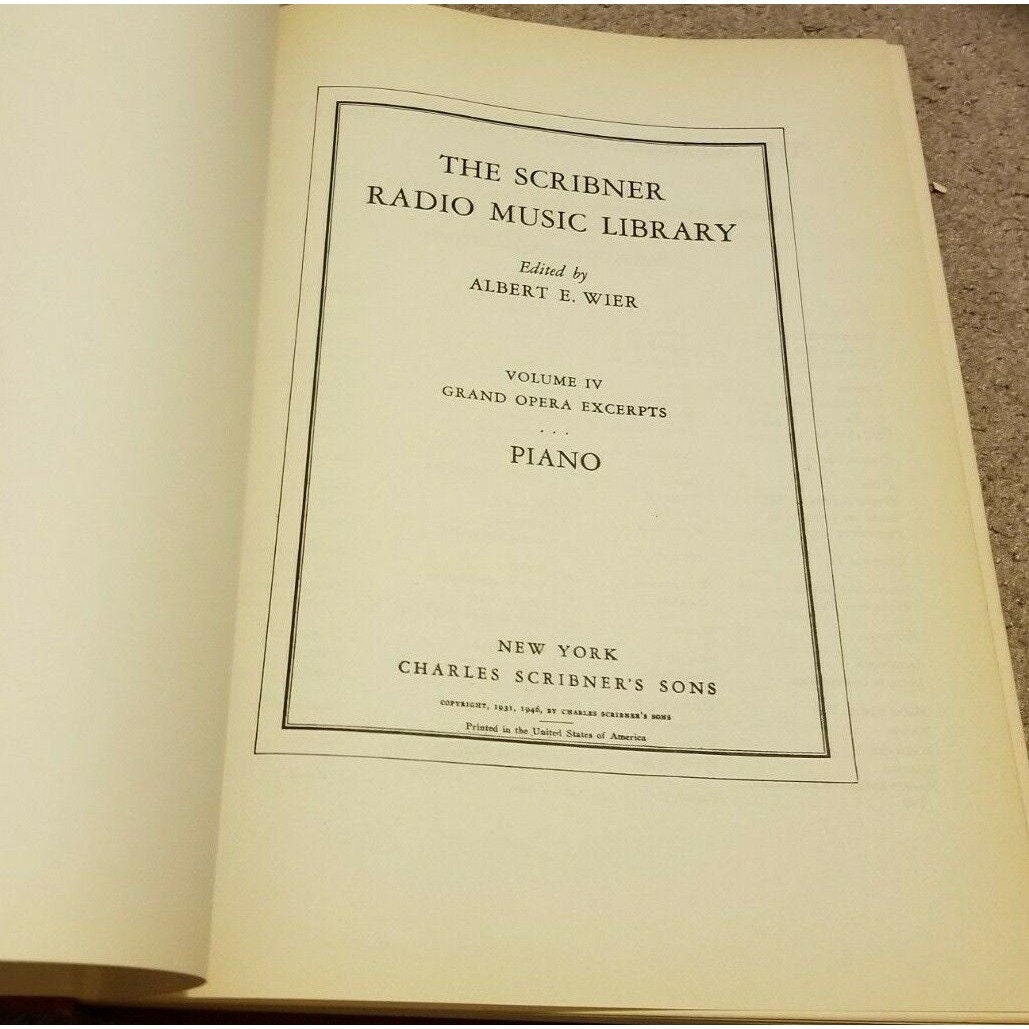 1946 SCRIBNER Radio Music Library Albert Wier Vol IV Grand Opera ...