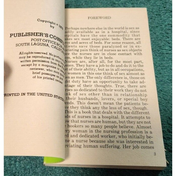 1978 the LEWD NURSE Rodney Wood Pulp/sleaze/erotica Monterey Paperback ...