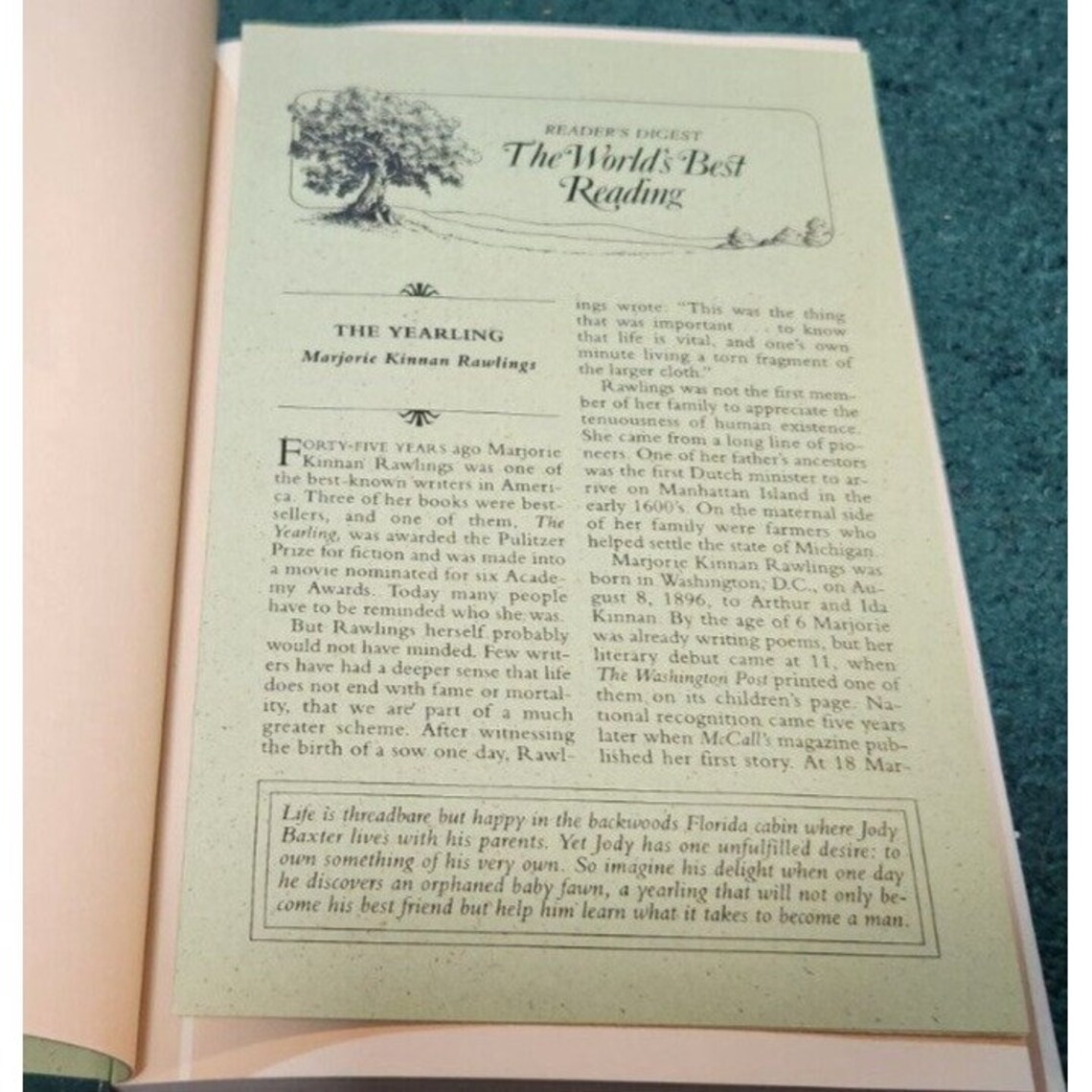 1993 THE YEARLING Marjorie Kinnan Rawlings Edward Shenton Reader's ...