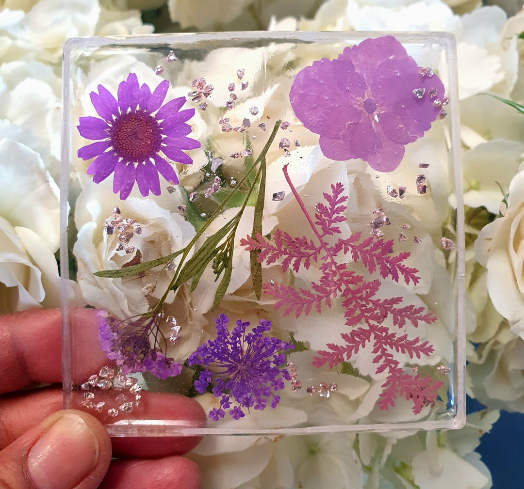 Square Coasters, Dried Pressed Flowers and Botanicals, Handmadehome ...