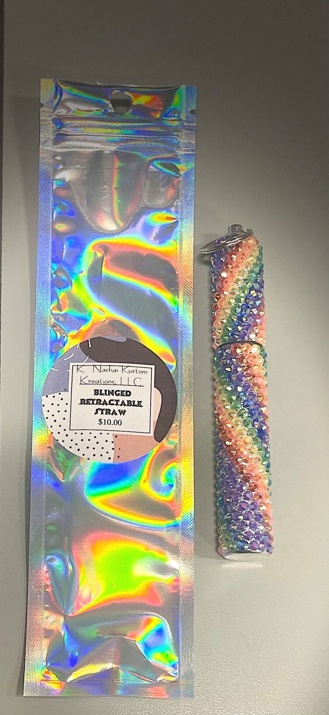 Blinged Retractable Stainless Straw - Etsy