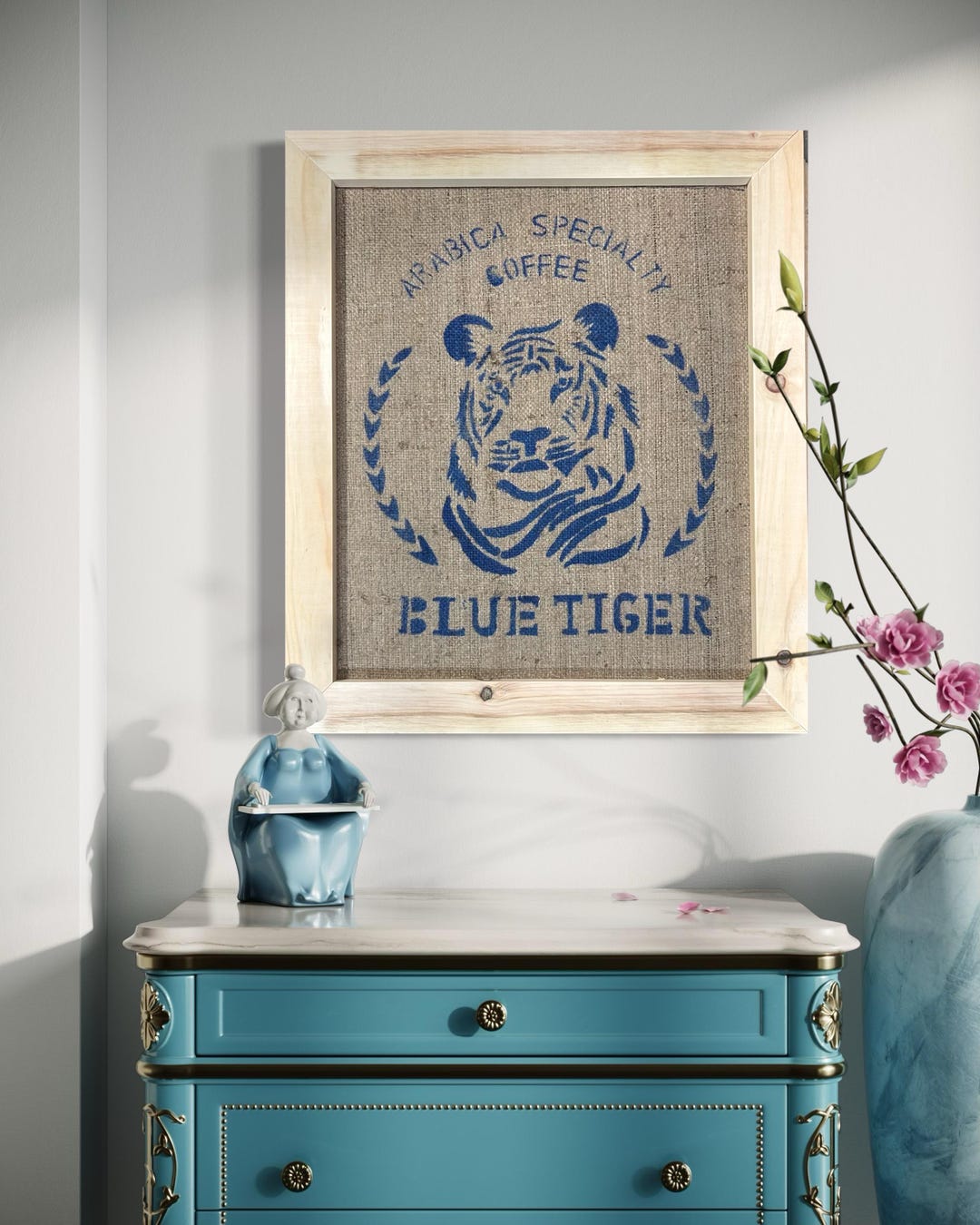 Handcrafted Coffee Sack Wall Art. Natural Pine Wood Custom Frame ...