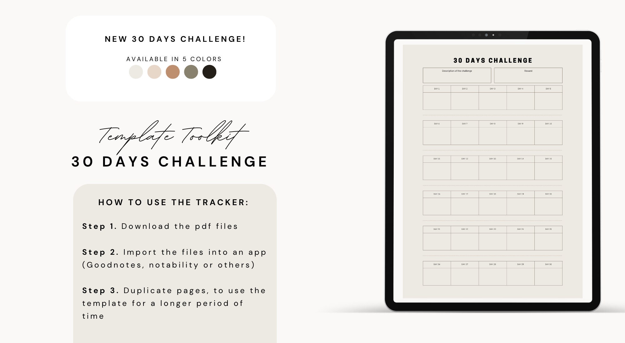 30 Day Challenge Template Goaltracker Goal Setting Progresstracker ...