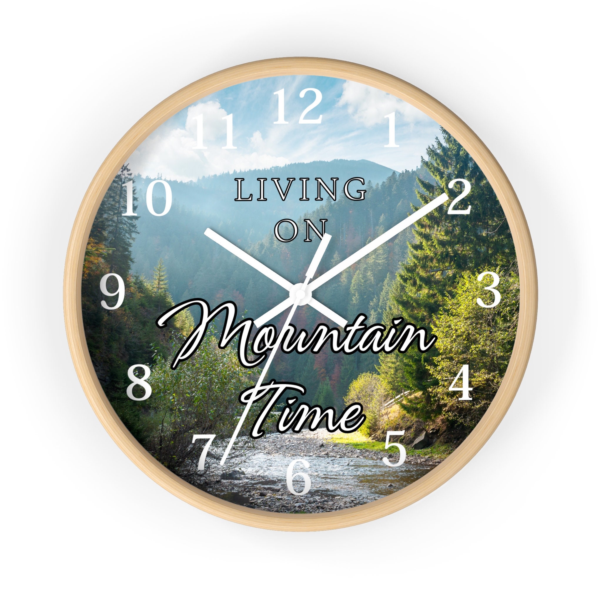 Living on Mountain Time Wall Clock - Etsy
