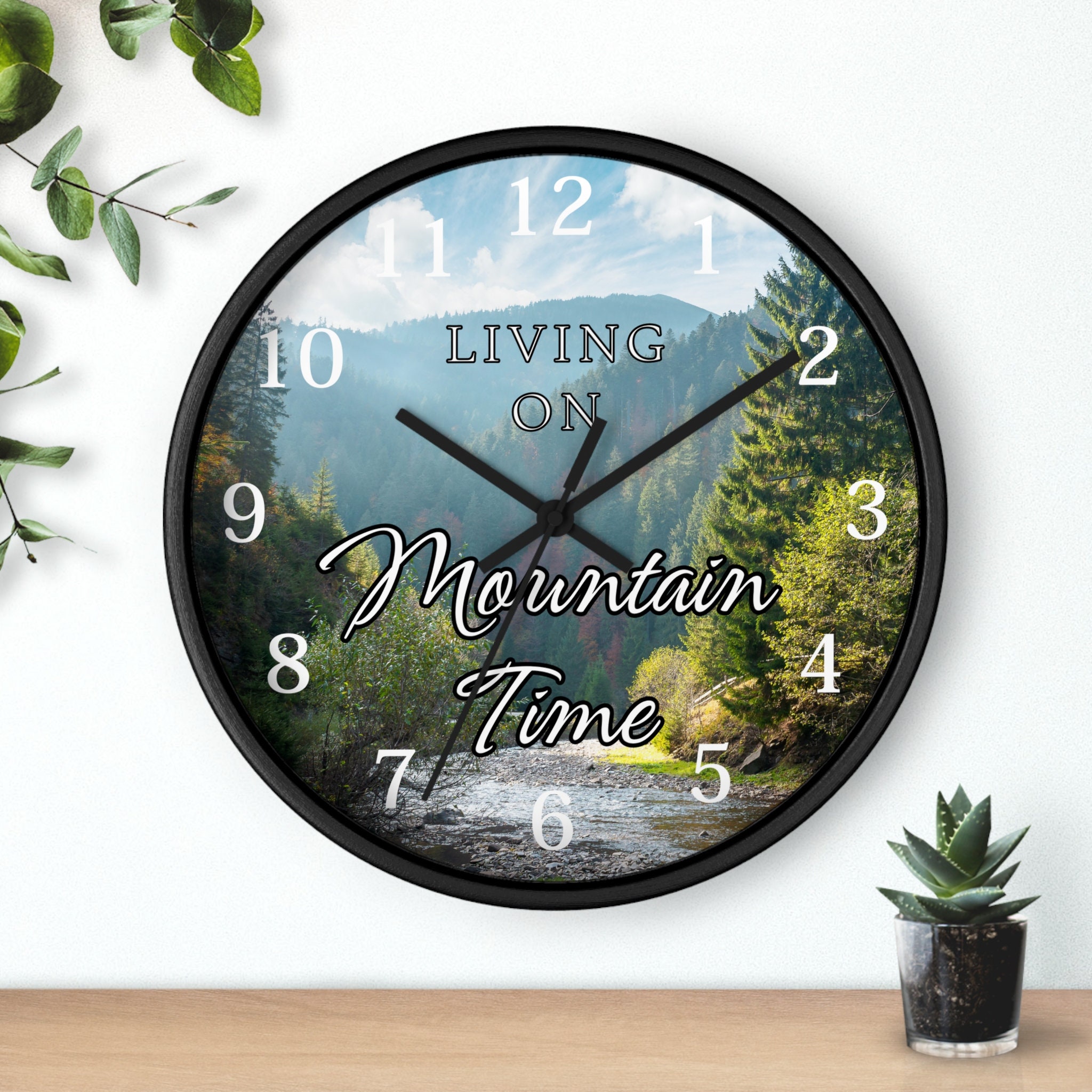 Living on Mountain Time Wall Clock - Etsy