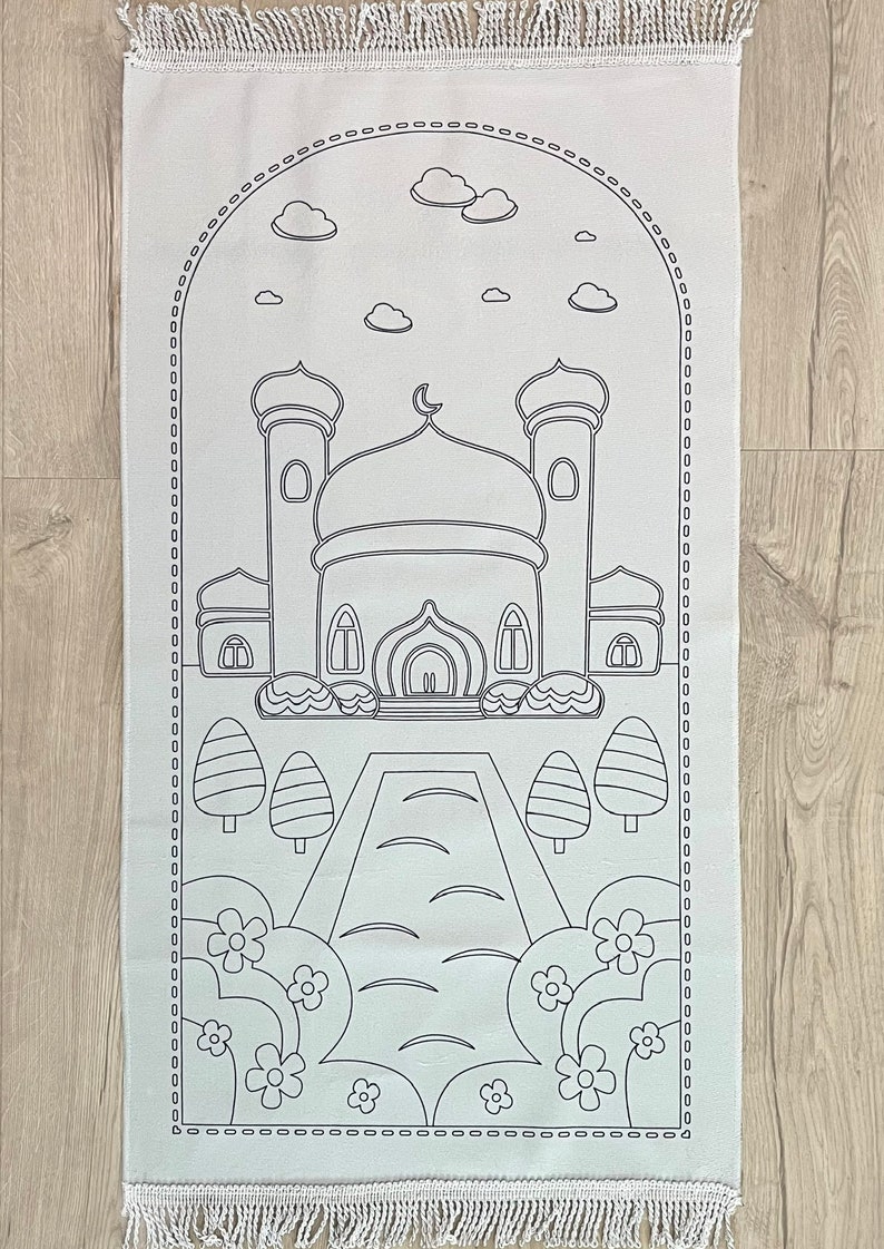 Colouring Prayer Mat ONLY. NO PENS Childrens Colour Kids Salah Mat Rug ...