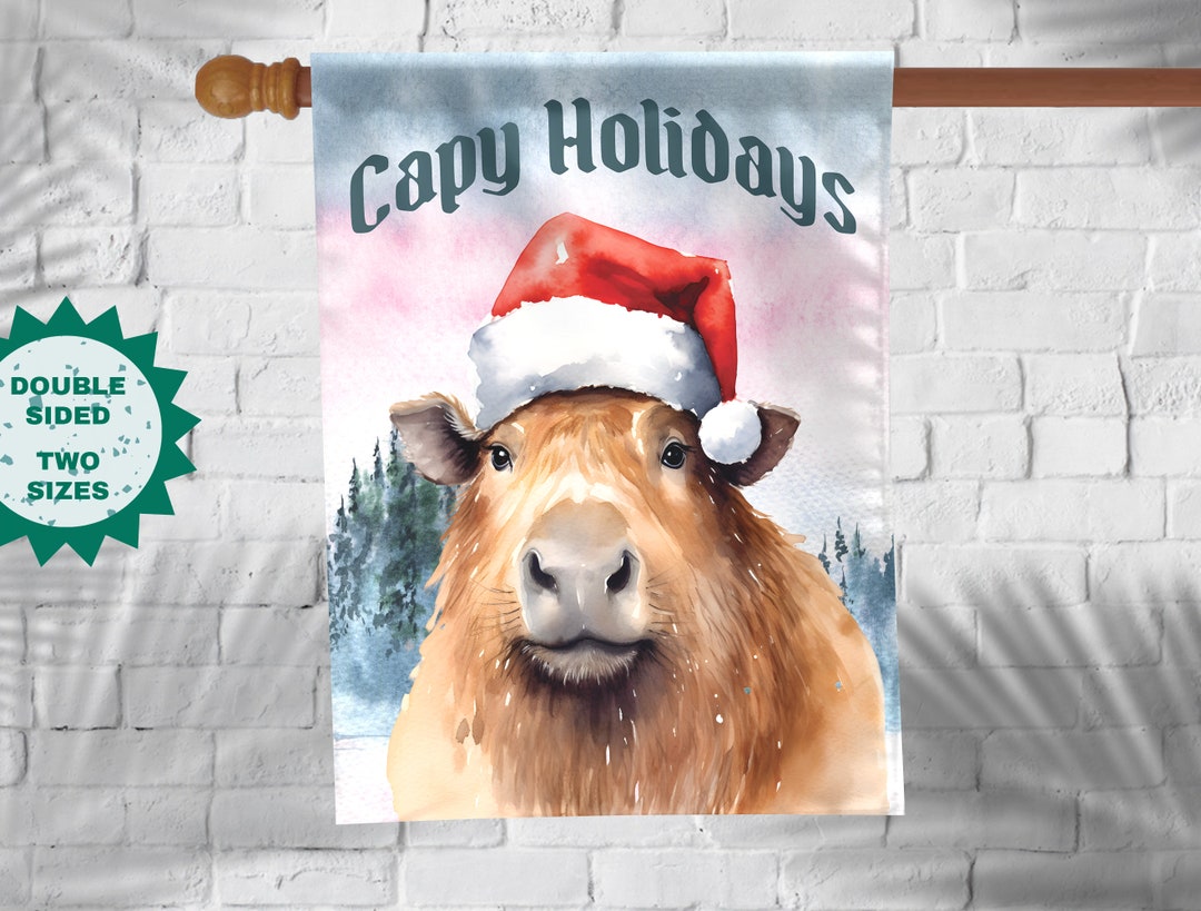 Capy Holidays Capybara Christmas Flag Santa Hat Capybara Cute Funny ...