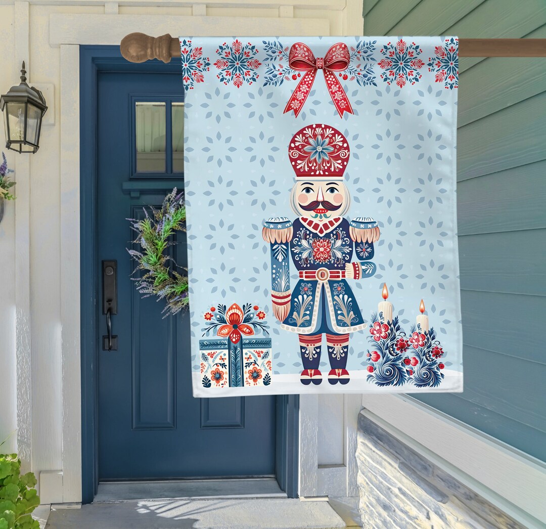 Scandinavian Christmas Nutcracker Flag Modern Classic Decor Blue ...