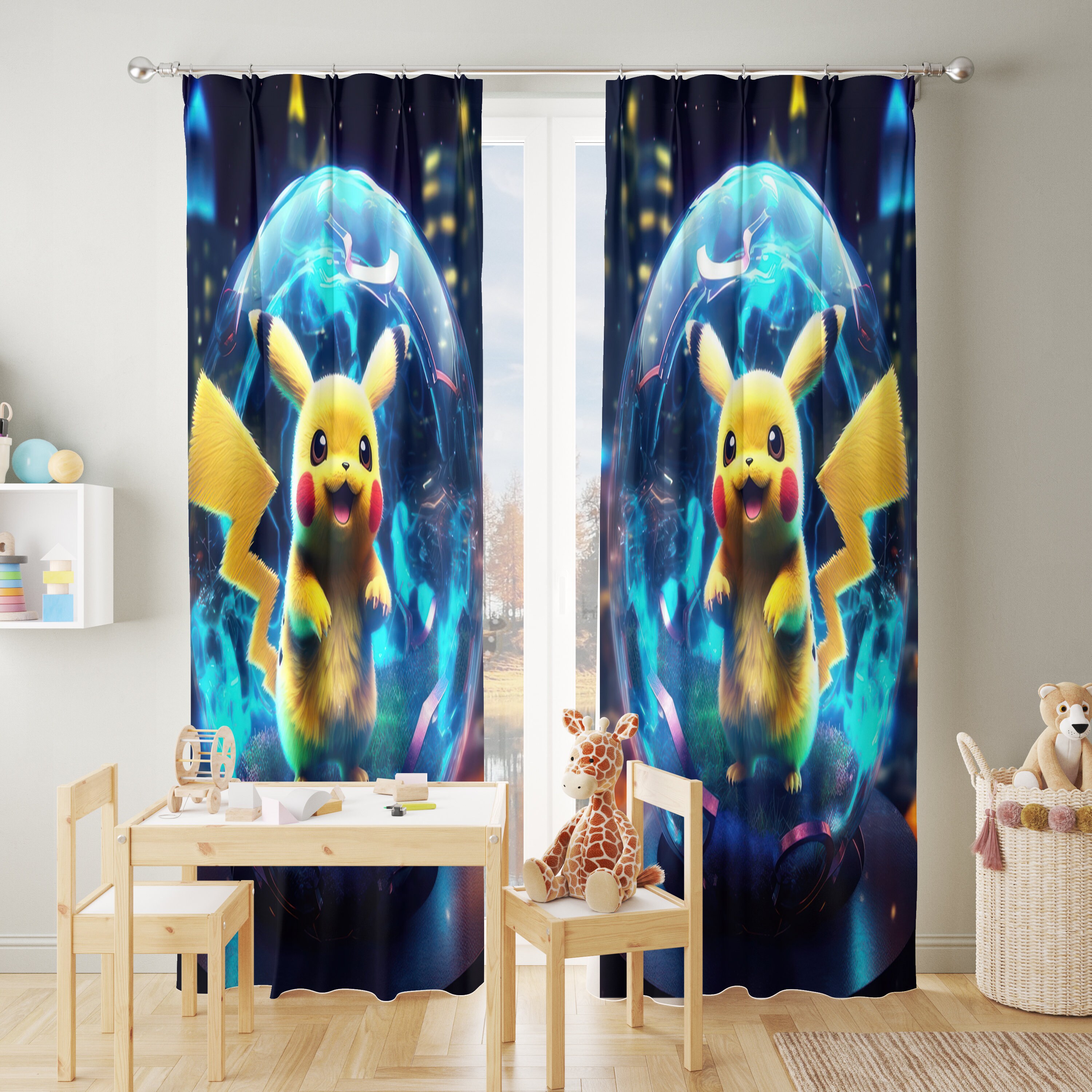 Pokemon Pikachu Kids Room Curtains. Nursery Room Curtains, Window ...