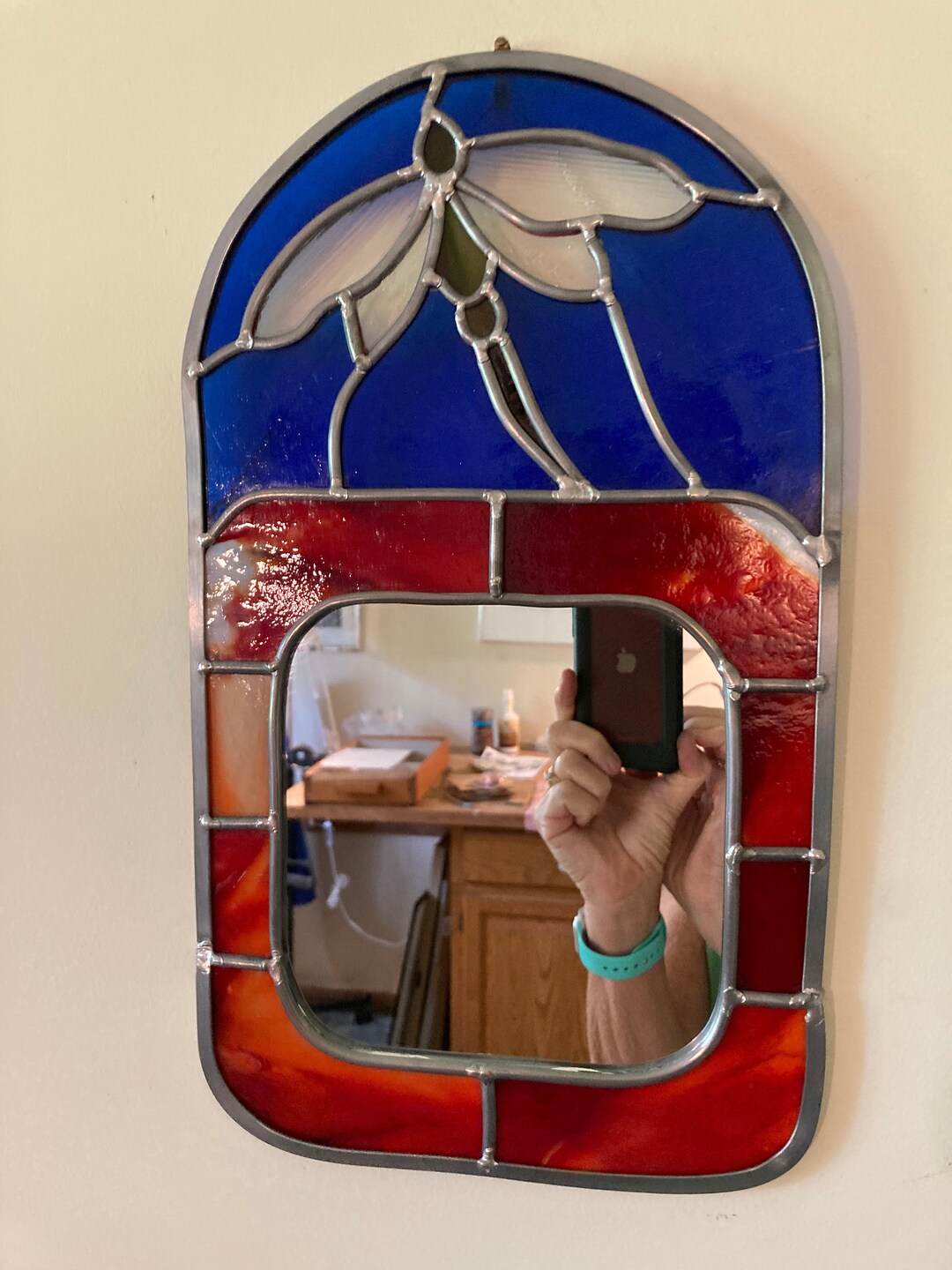 Dragonfly Mirror Stained Glass Mirror Stained Glass - Etsy