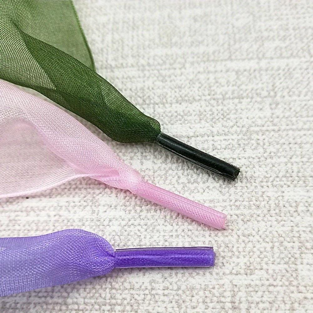 Elegant Sheer Silk Chiffon Ribbon Shoelaces: Wide, Colorful Fashion ...