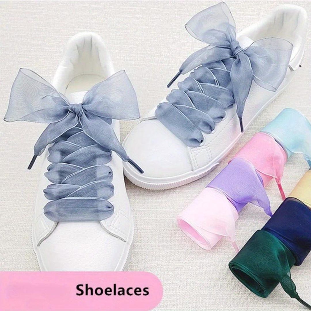 Elegant Sheer Silk Chiffon Ribbon Shoelaces: Wide, Colorful Fashion ...