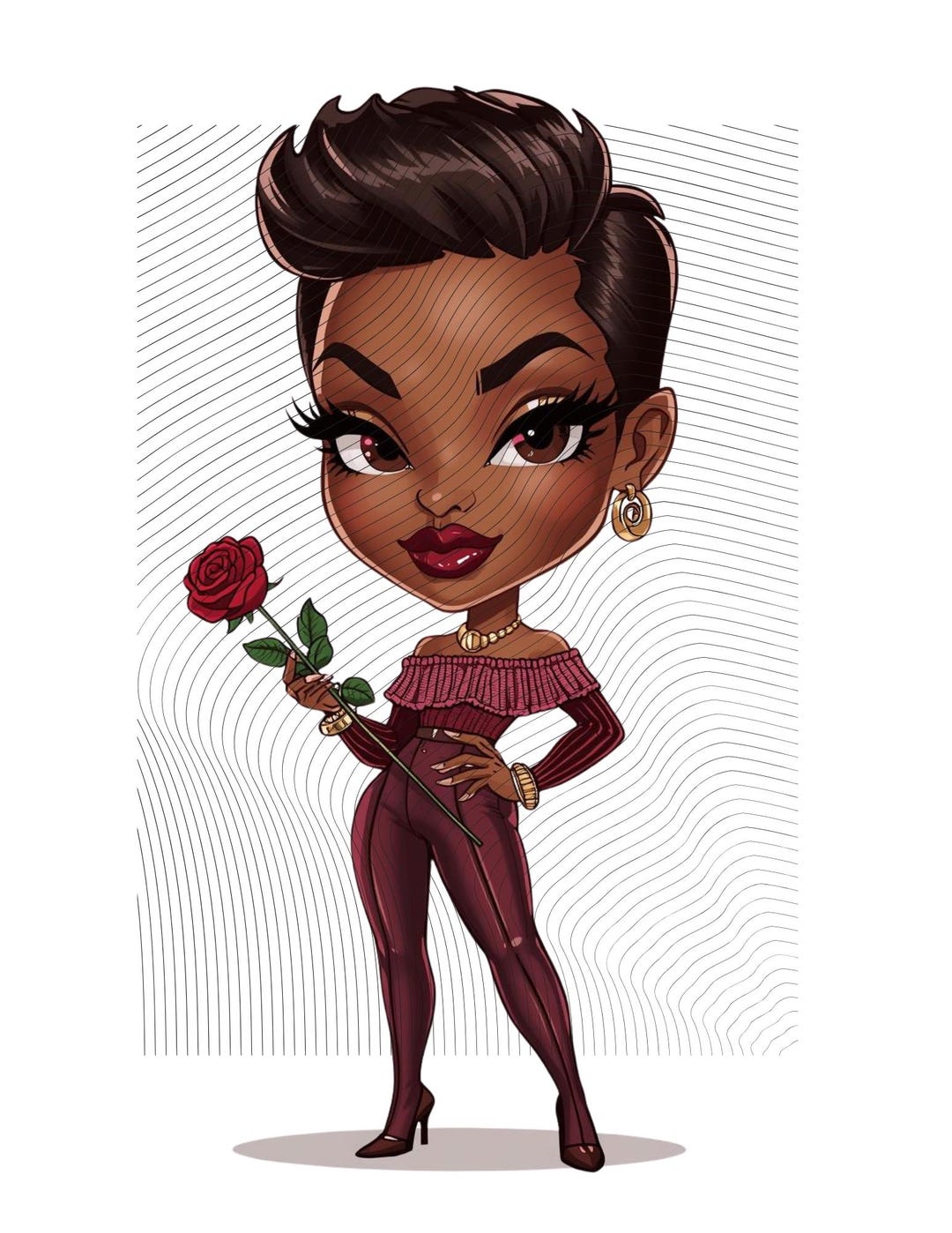 Flirty Valentine Digital Art | Pink & Red Fashion Girl - Etsy
