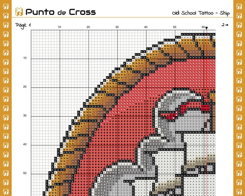Island Cross Stitch Pattern Old School Tattoo Island Cross - Etsy
