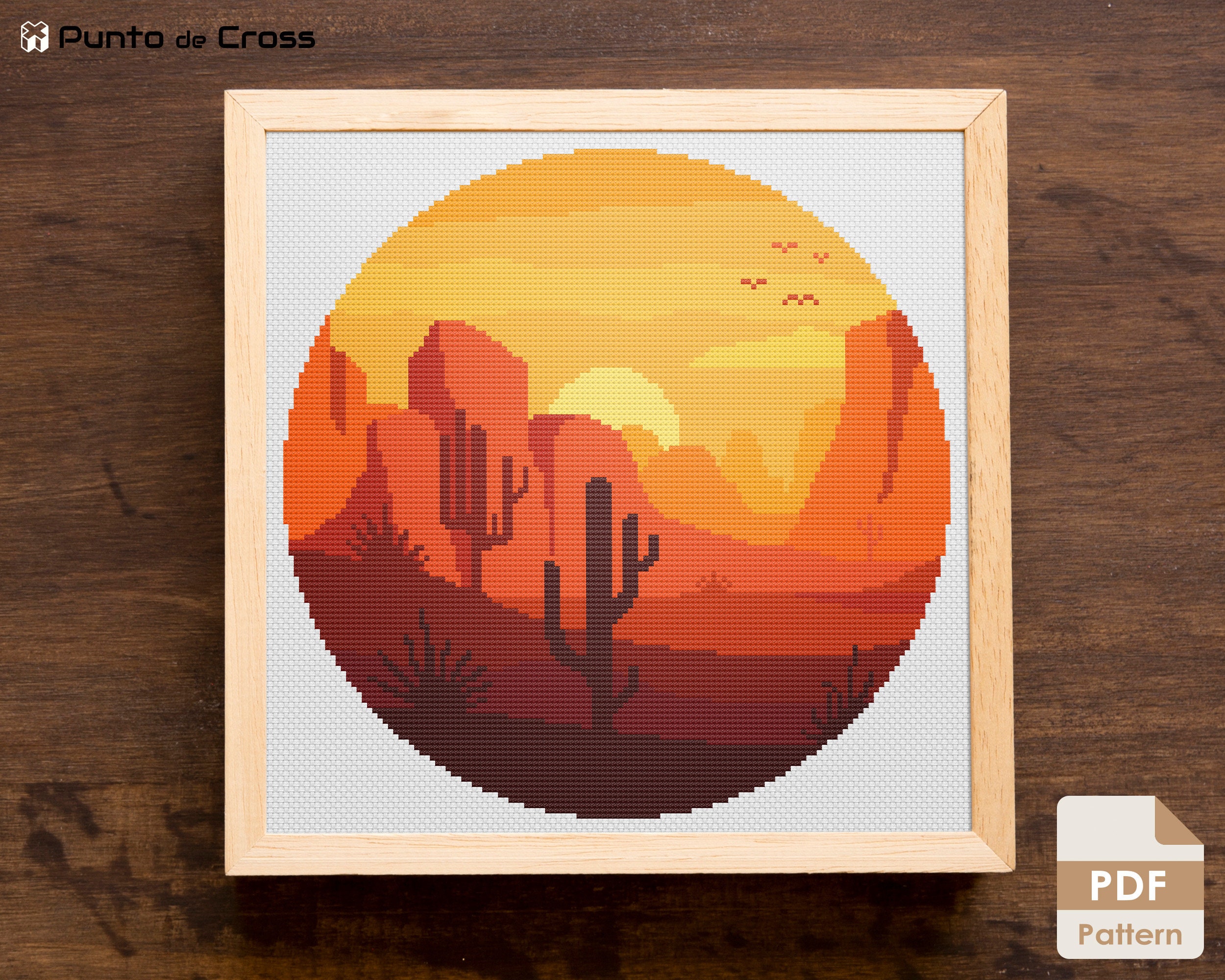 Desert Sunset Landscape Cross Stitch Pattern - Etsy