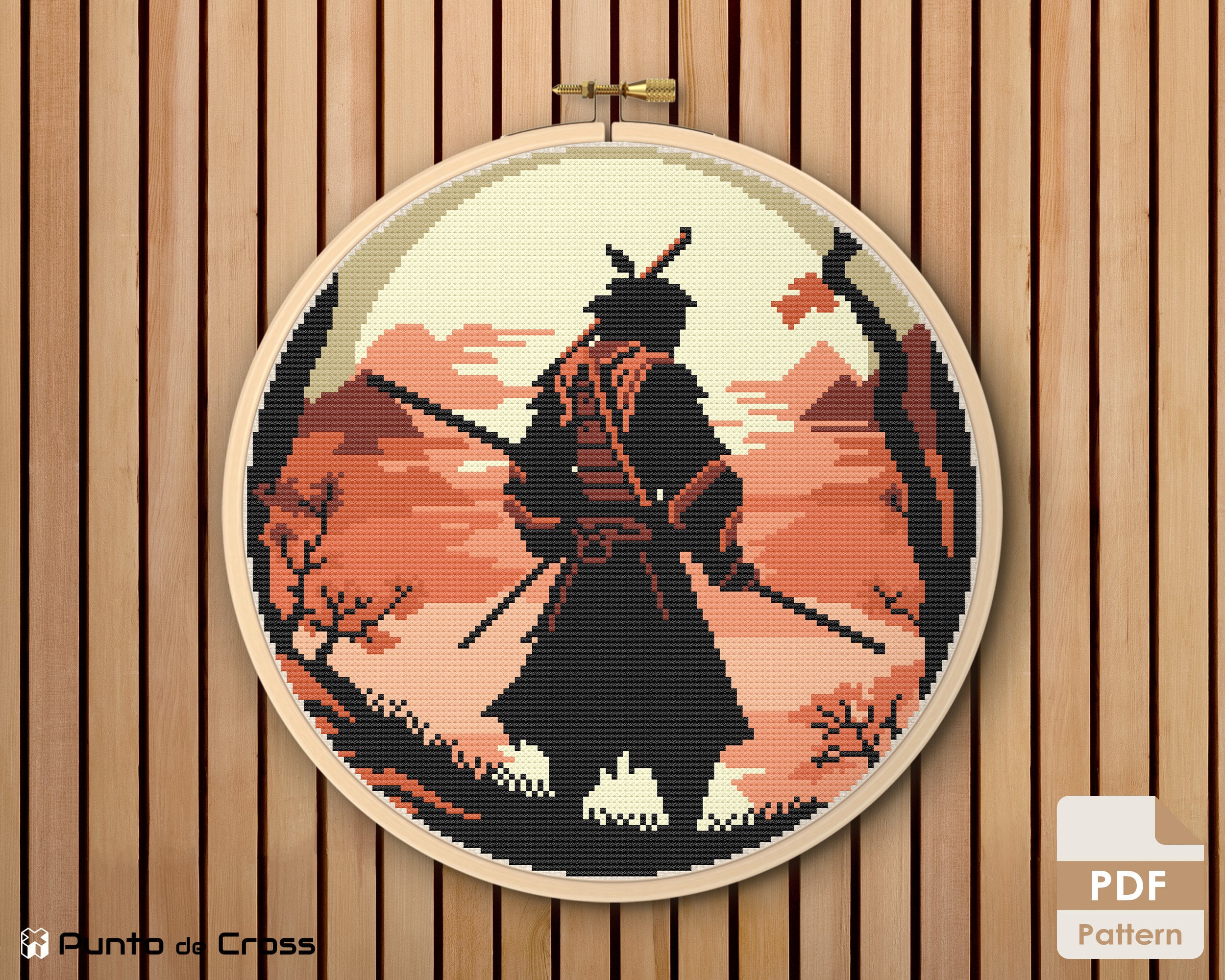 Samurai Cross Stitch Pattern, Japan Cross Stitch, Samurai Embroidery ...