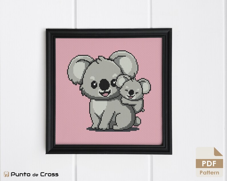 Koala Cross Stitch Pattern, Cartoon Koala Embroidery Design - Instant ...