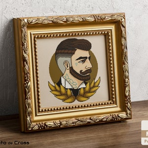 Man Portrait Cross Stitch Pattern, Old School Tattoo Portrait Cross ...