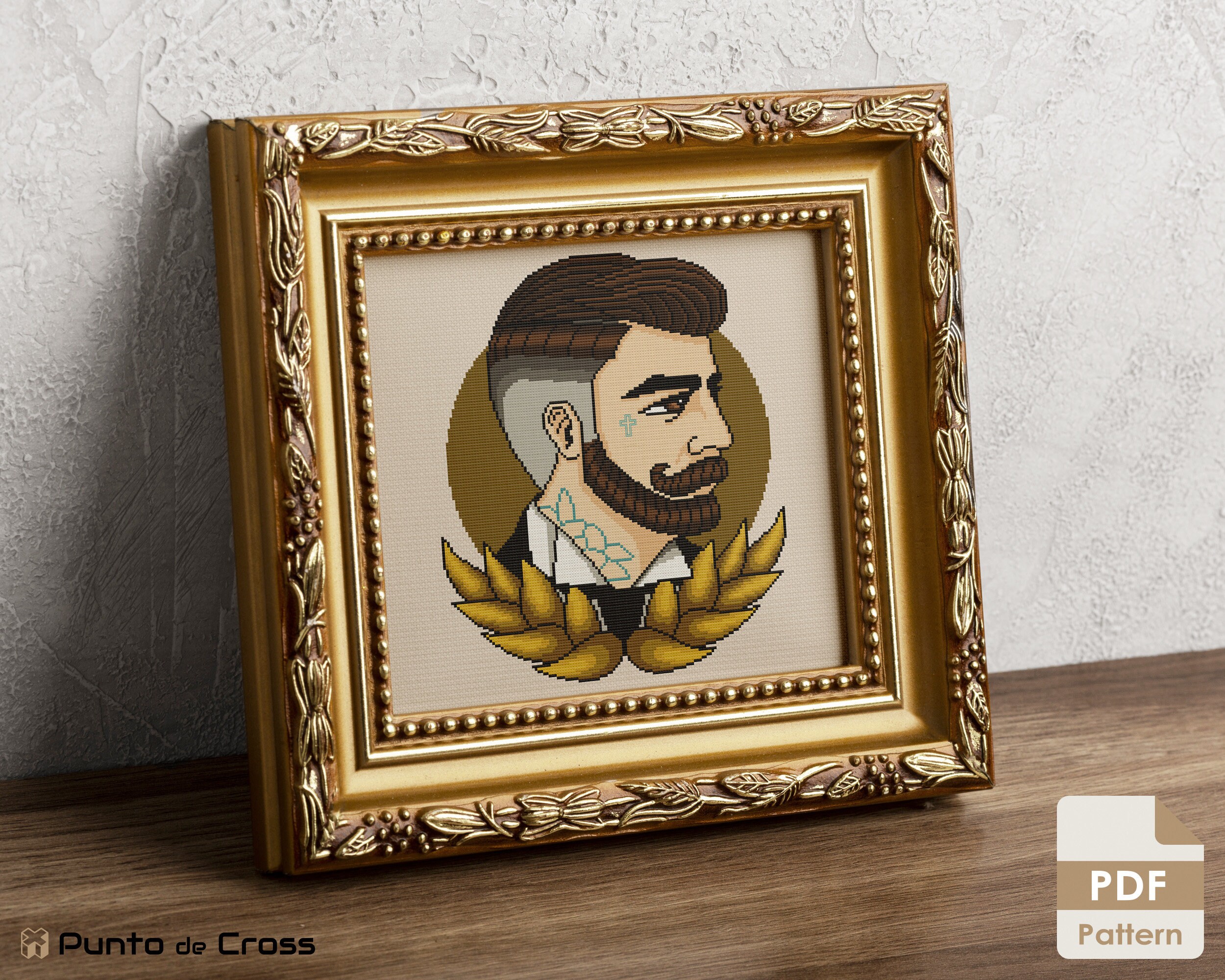 Man Portrait Cross Stitch Pattern, Old School Tattoo Portrait Cross ...