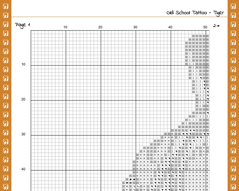 Tiger Cross Stitch Pattern Old School Tattoo Tiger Cross - Etsy