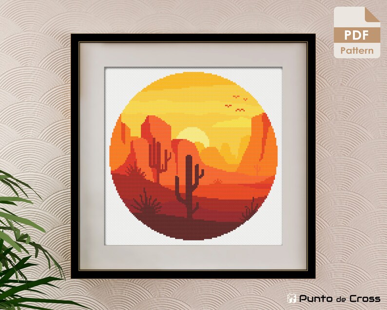 Desert Sunset Landscape Cross Stitch Pattern - Etsy