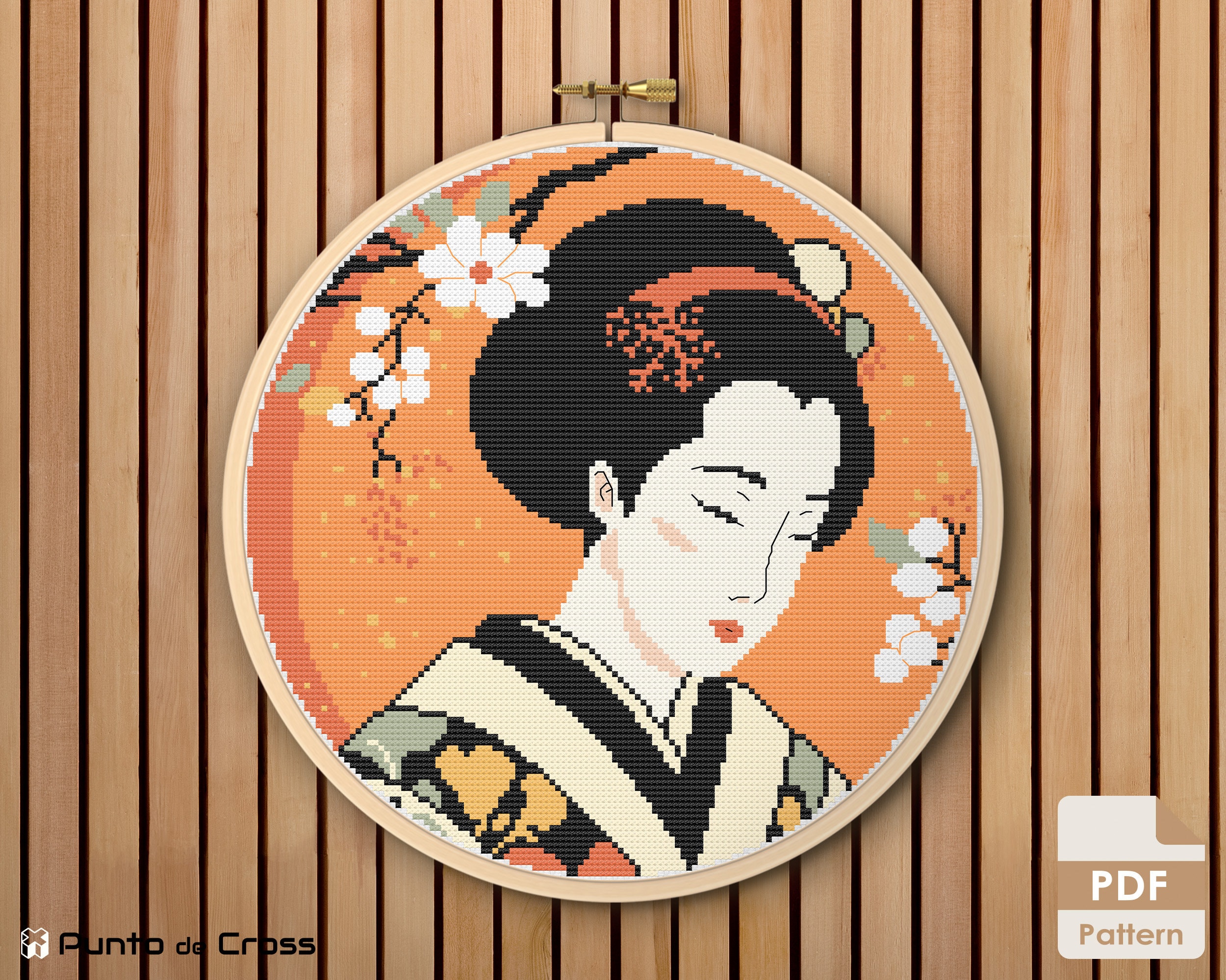 Japanese Geisha Cross Stitch Pattern - Etsy