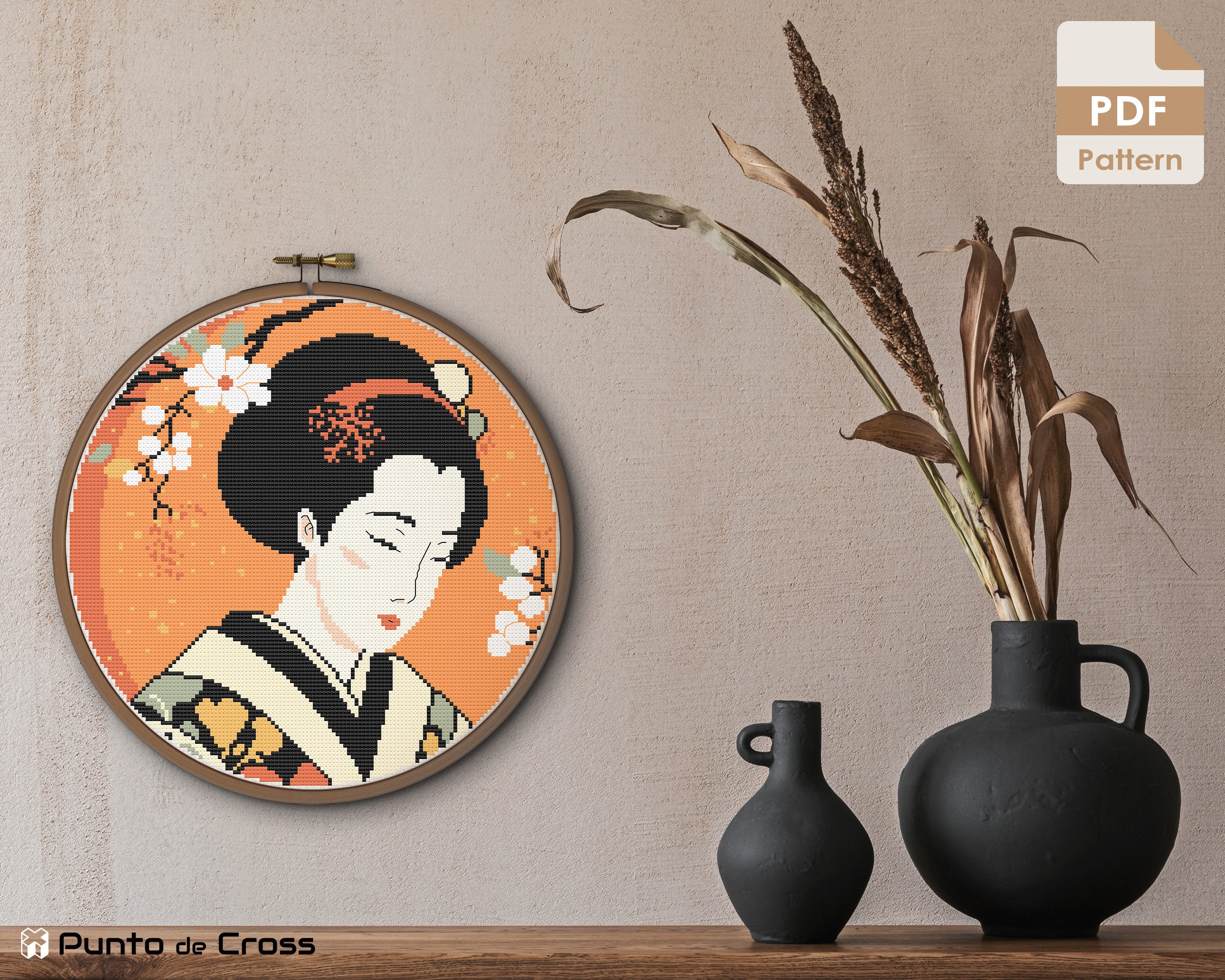 Japanese Geisha Cross Stitch Pattern - Etsy