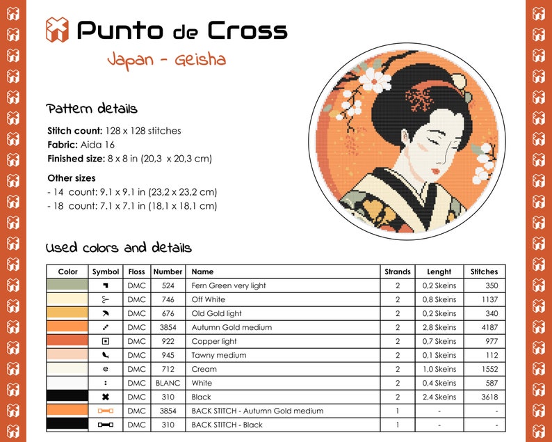 Japanese Geisha Cross Stitch Pattern - Etsy